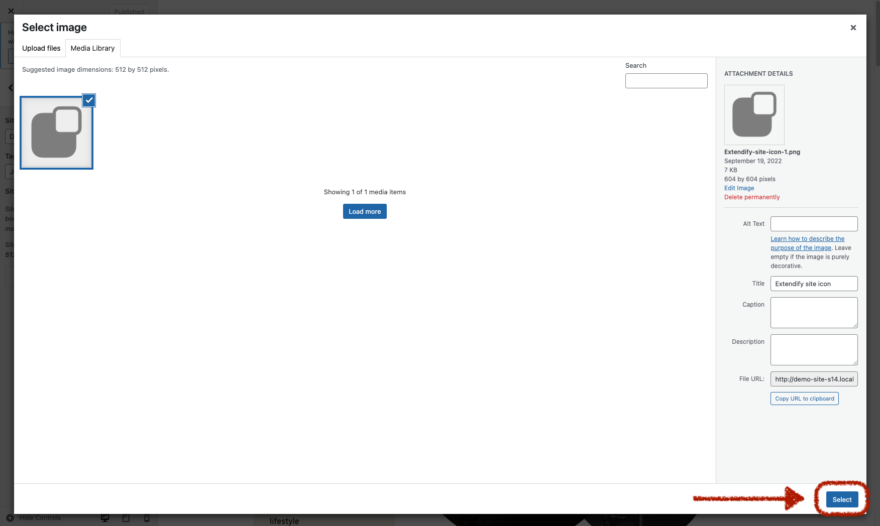 How to add a site icon - Extendify